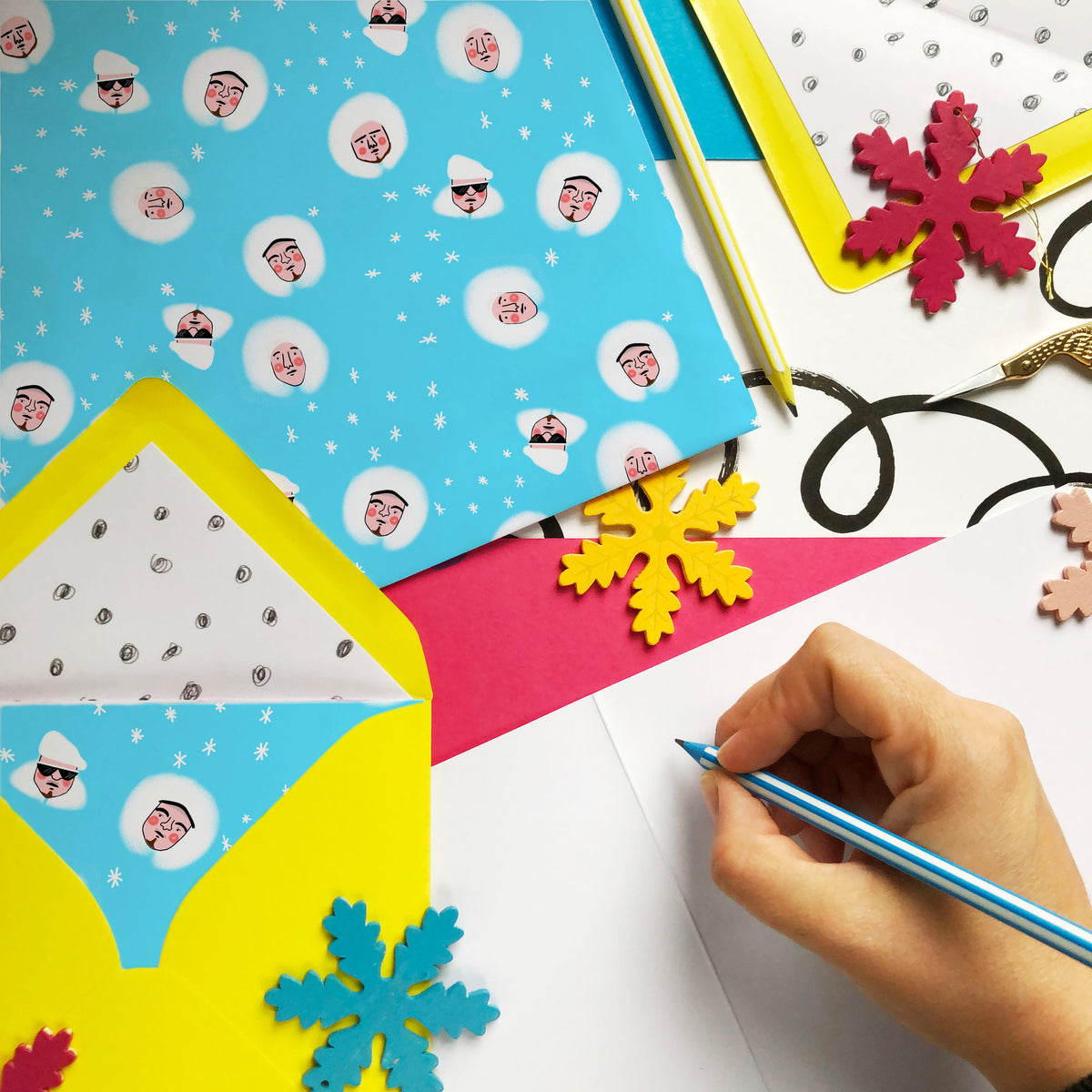 Blokes in Furry Parkas - wrapping paper sheet – Happy Stuff Studio